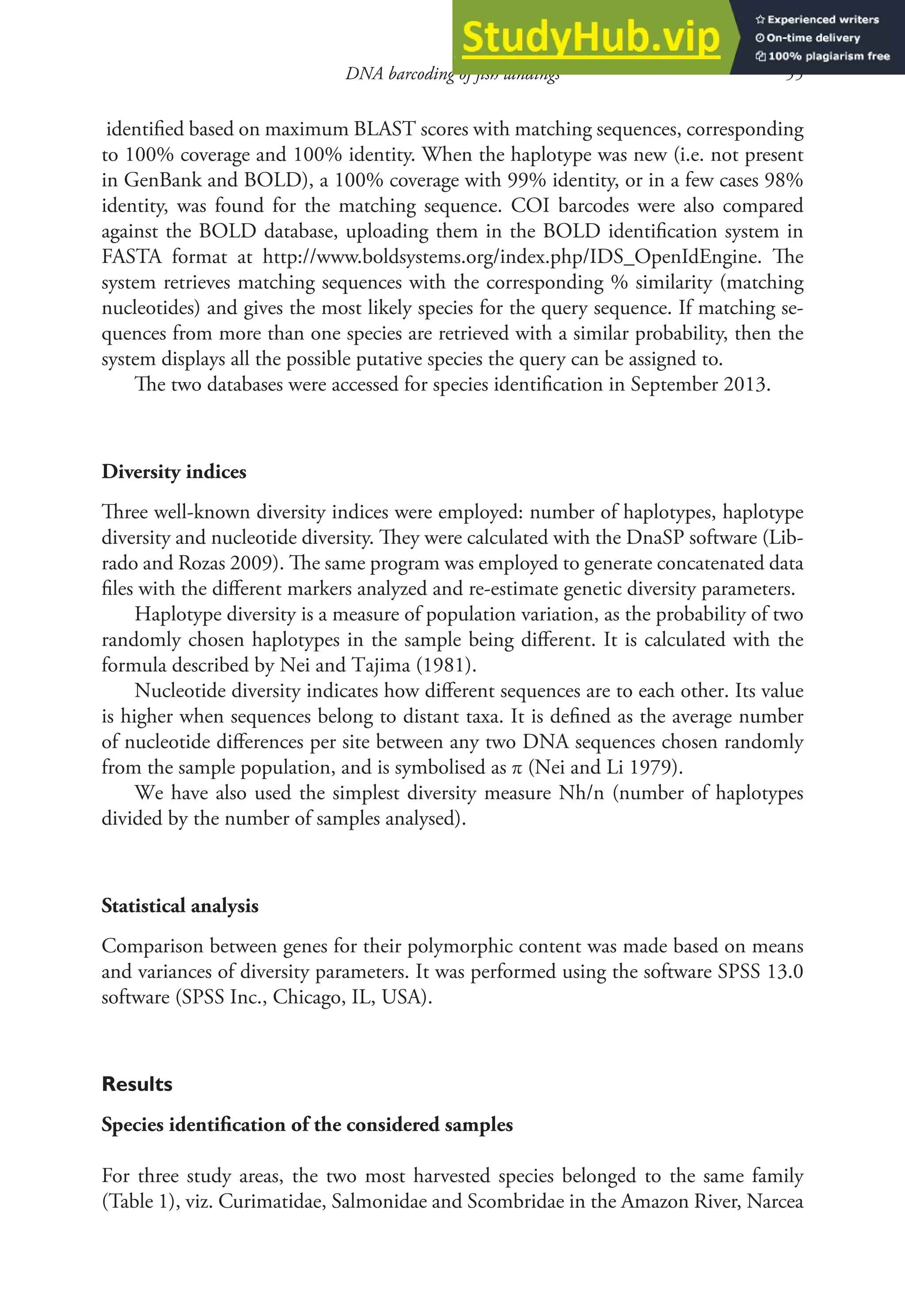 Applications Of DNA Barcoding To Fish Landings Authentication And ...