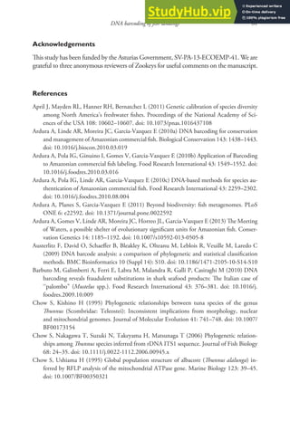 Applications Of DNA Barcoding To Fish Landings Authentication And ...