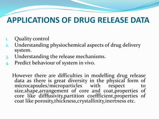 Applications of drug release data | PPTX