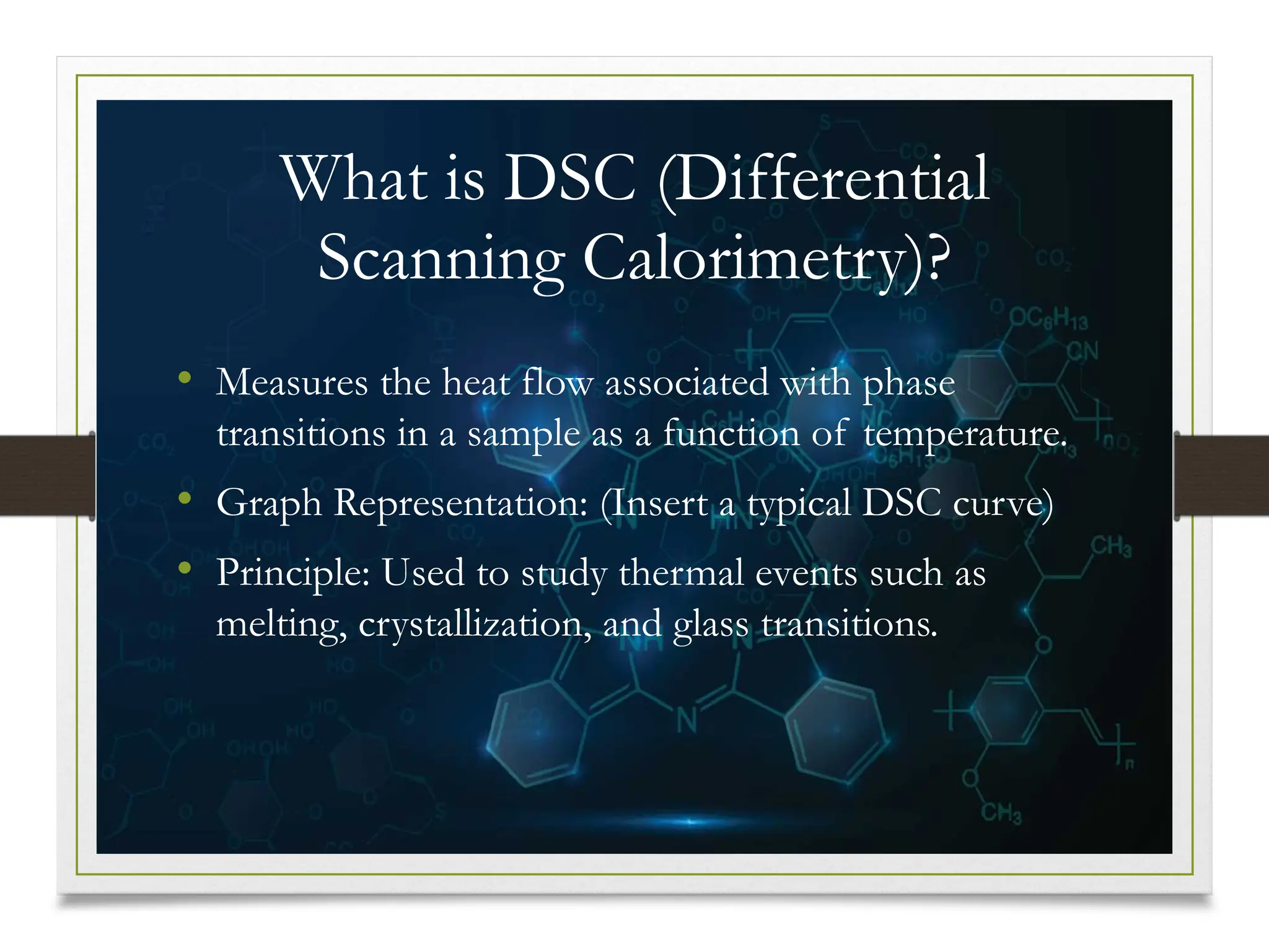 Applications of differential scanning calorimetry, thermogravimetry analysis, differential ...