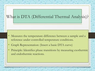 Applications of differential scanning calorimetry, thermogravimetry ...