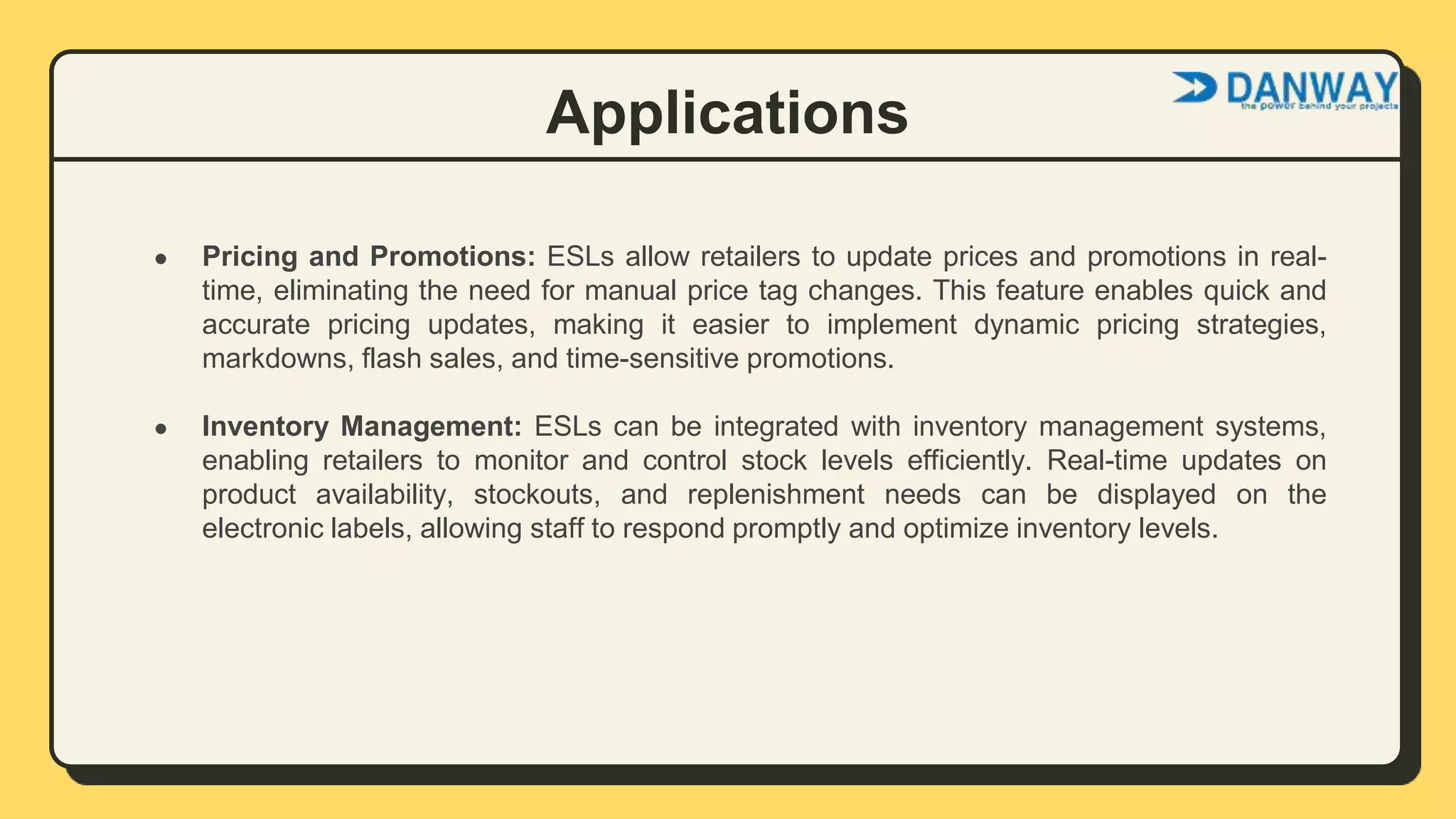 Applications of Electronic Shelf Edge Labels.pptx