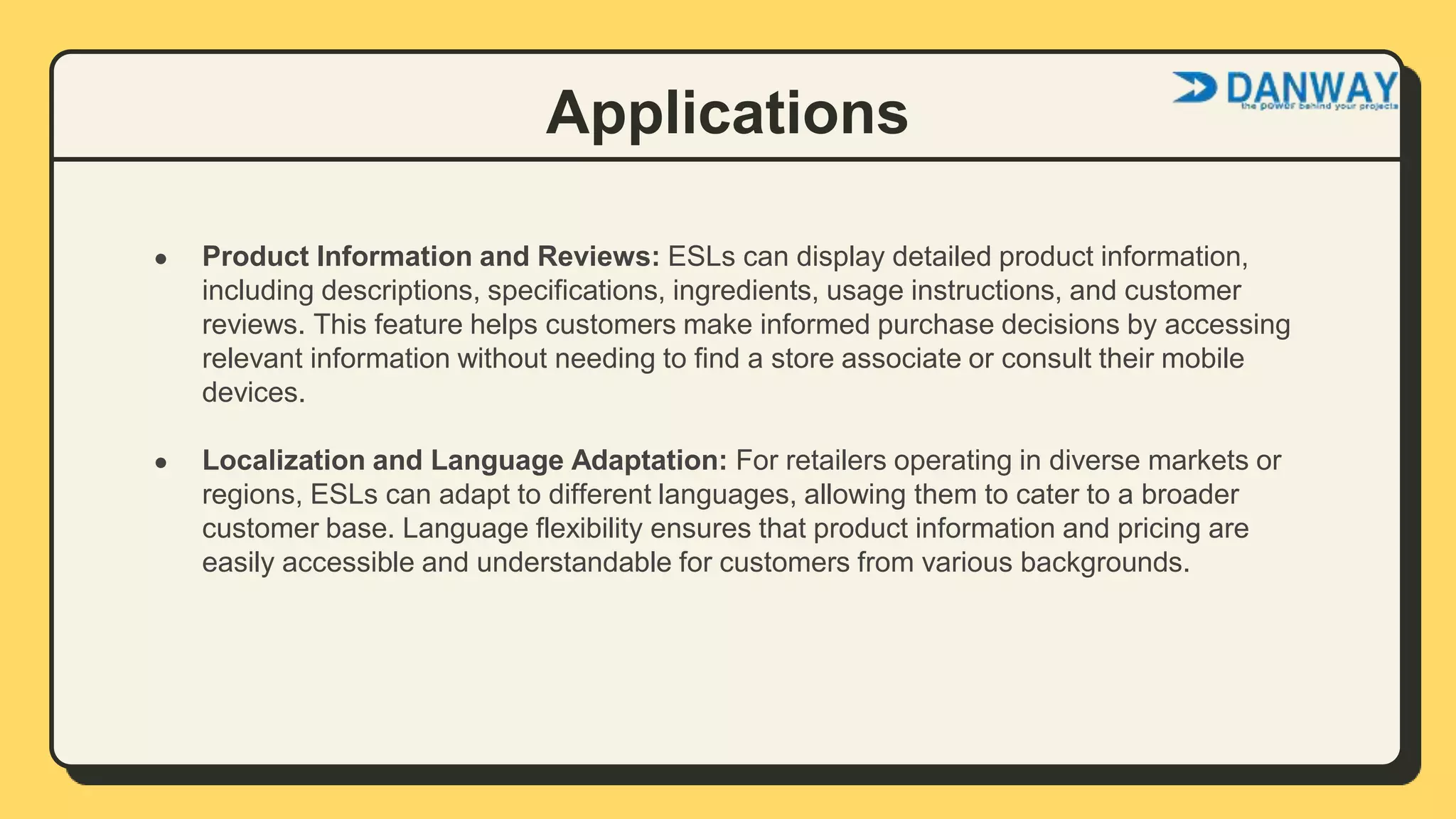 Applications of Electronic Shelf Edge Labels.pptx