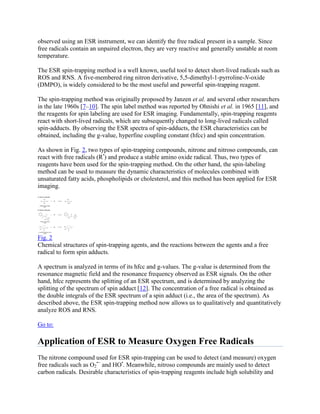 Applications of electron spin resonance spectrometry for reactive ...