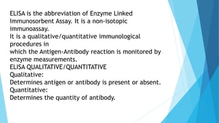 APPLICATIONS OF ELISA .pptx (Introduction,principle and applications) | PPT
