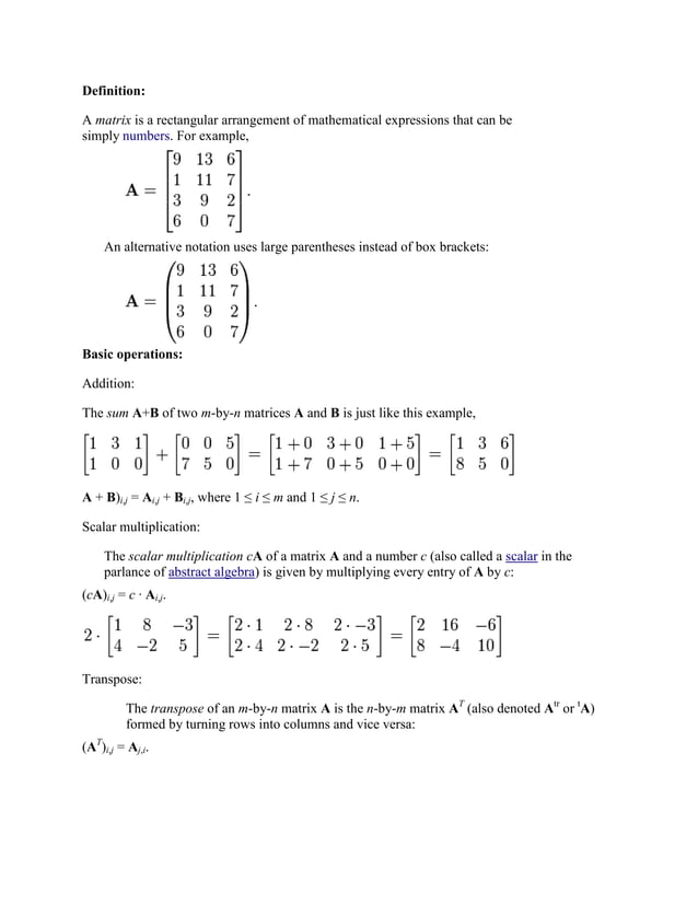 Applications of Matrices | DOCX | Physics | Science