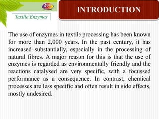 Applications of enzymes in textiles | PPTX
