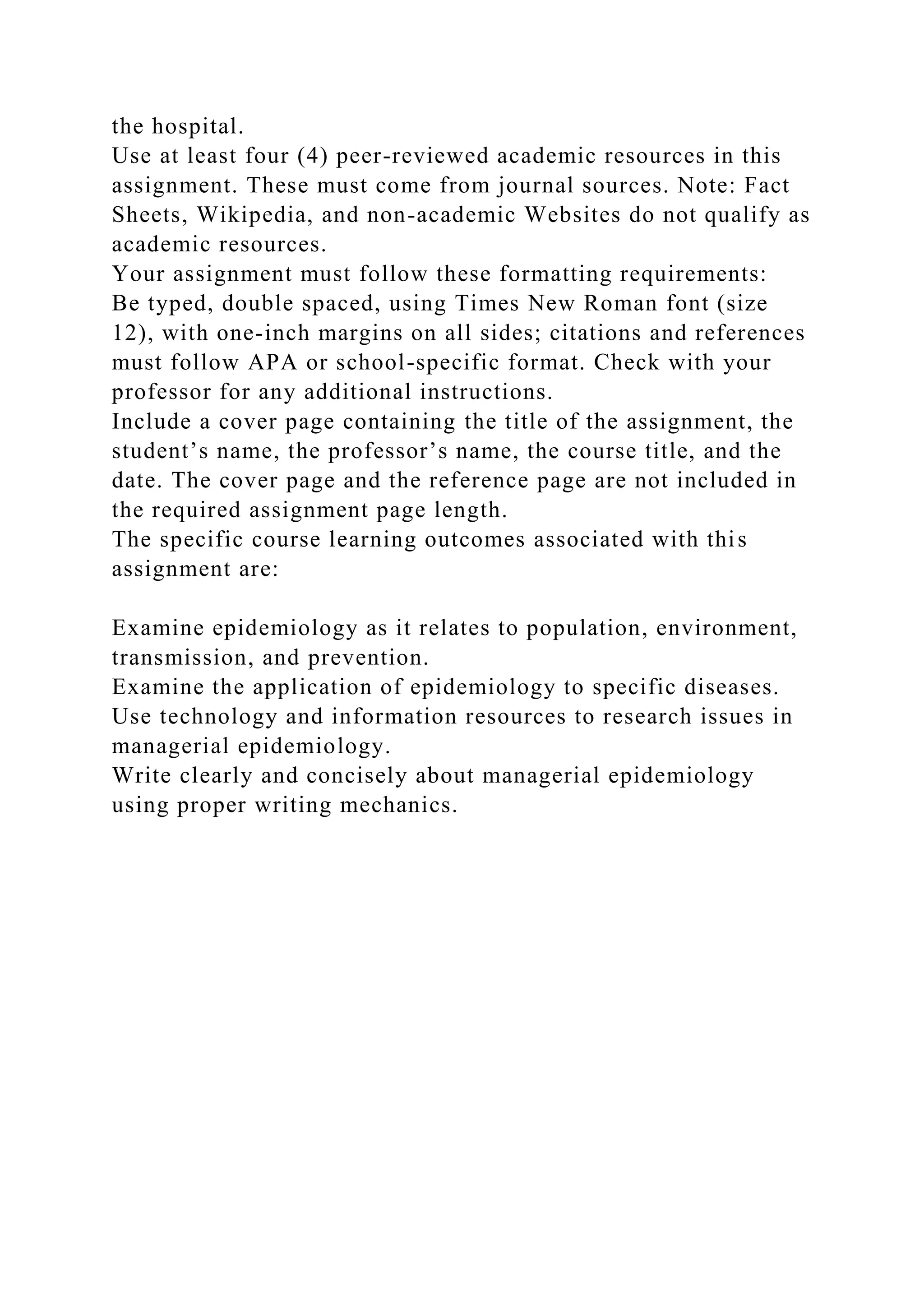 Applications of Epidemiology – A Case Study The situation at Goo.docx