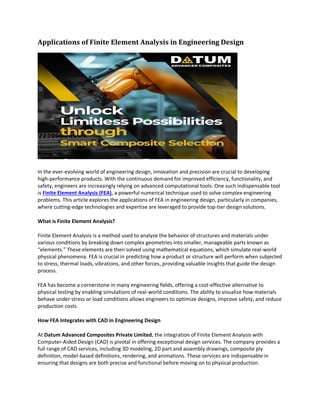 Applications of Finite Element Analysis in Engineering Design | PDF