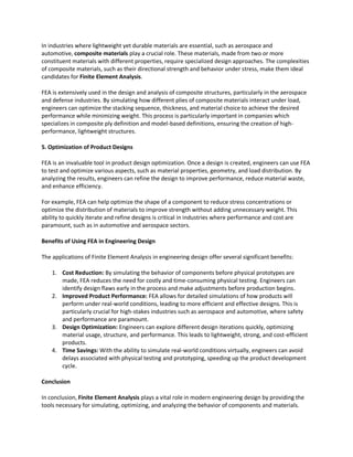 Applications of Finite Element Analysis in Engineering Design | PDF