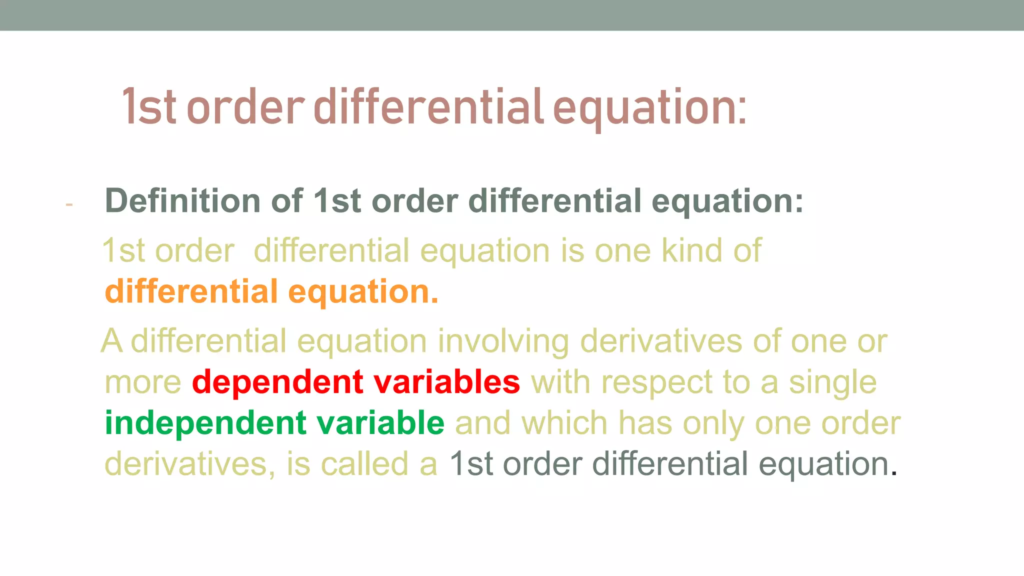 FIRST ORDER DIFFERENTIAL EQUATION | PPTX