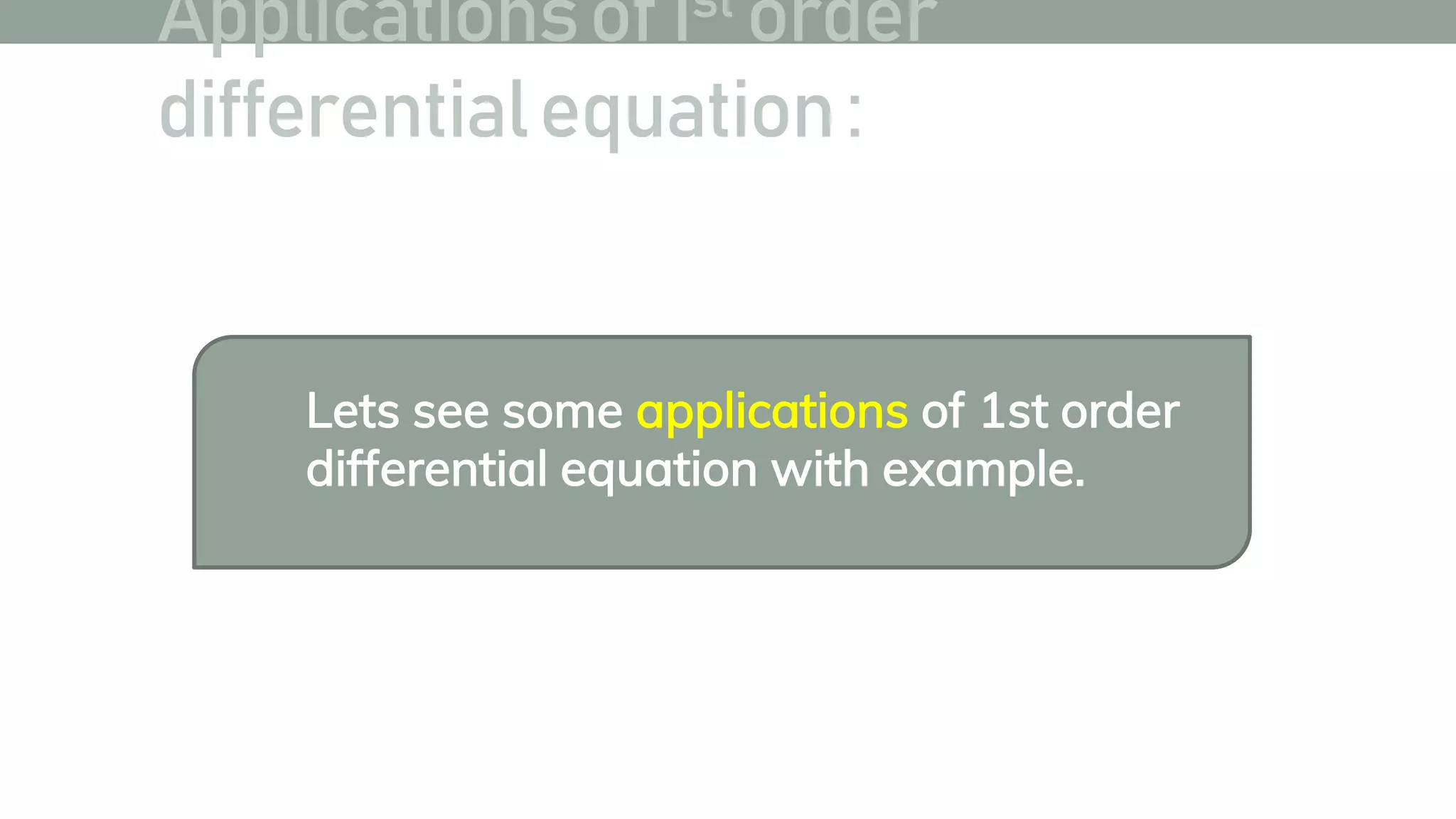 FIRST ORDER DIFFERENTIAL EQUATION | PPTX