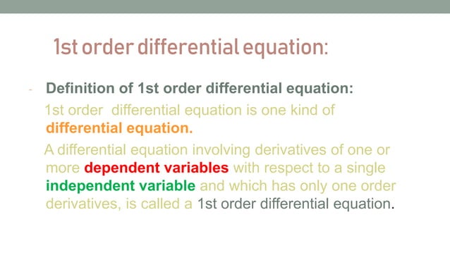 FIRST ORDER DIFFERENTIAL EQUATION | PPTX