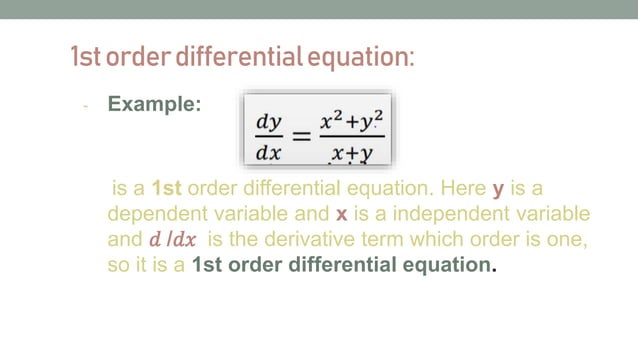 FIRST ORDER DIFFERENTIAL EQUATION | PPTX