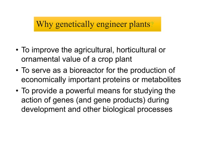 Applications of genetic engineering techniques in agriculture byB ...