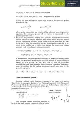 Applications Of Geometric Algebra And The Geometric Product To Solve ...