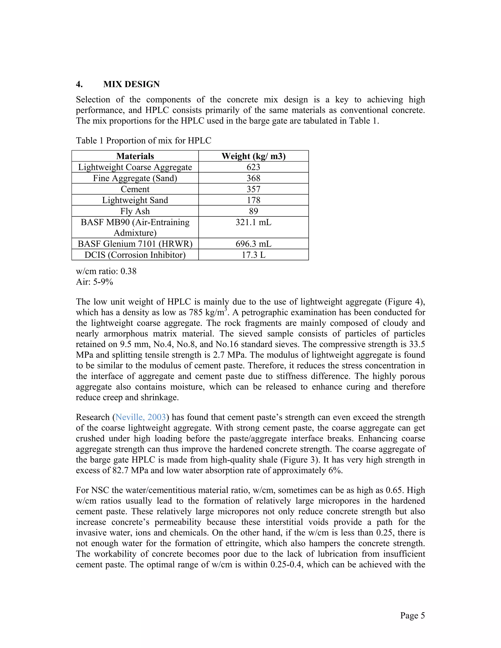 Applications of high performance lightweight concrete in a floating ...