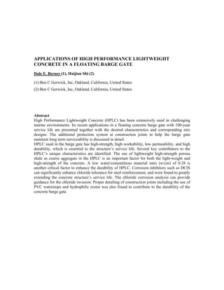 Applications of high performance lightweight concrete in a floating ...