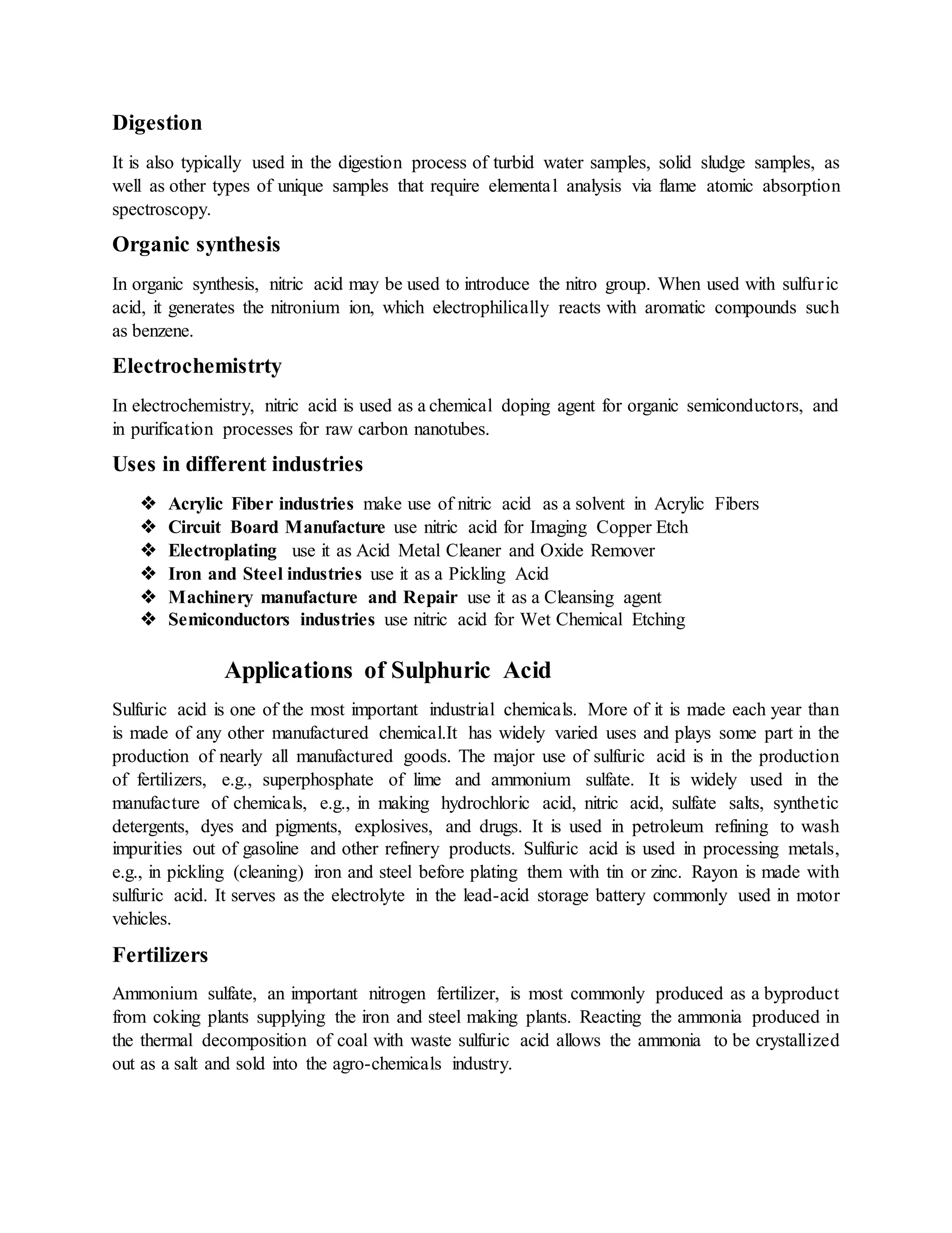 Applications of hno3,h2 so4,naoh | DOCX