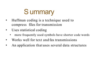 Applications of huffman coding dcdr | PPT
