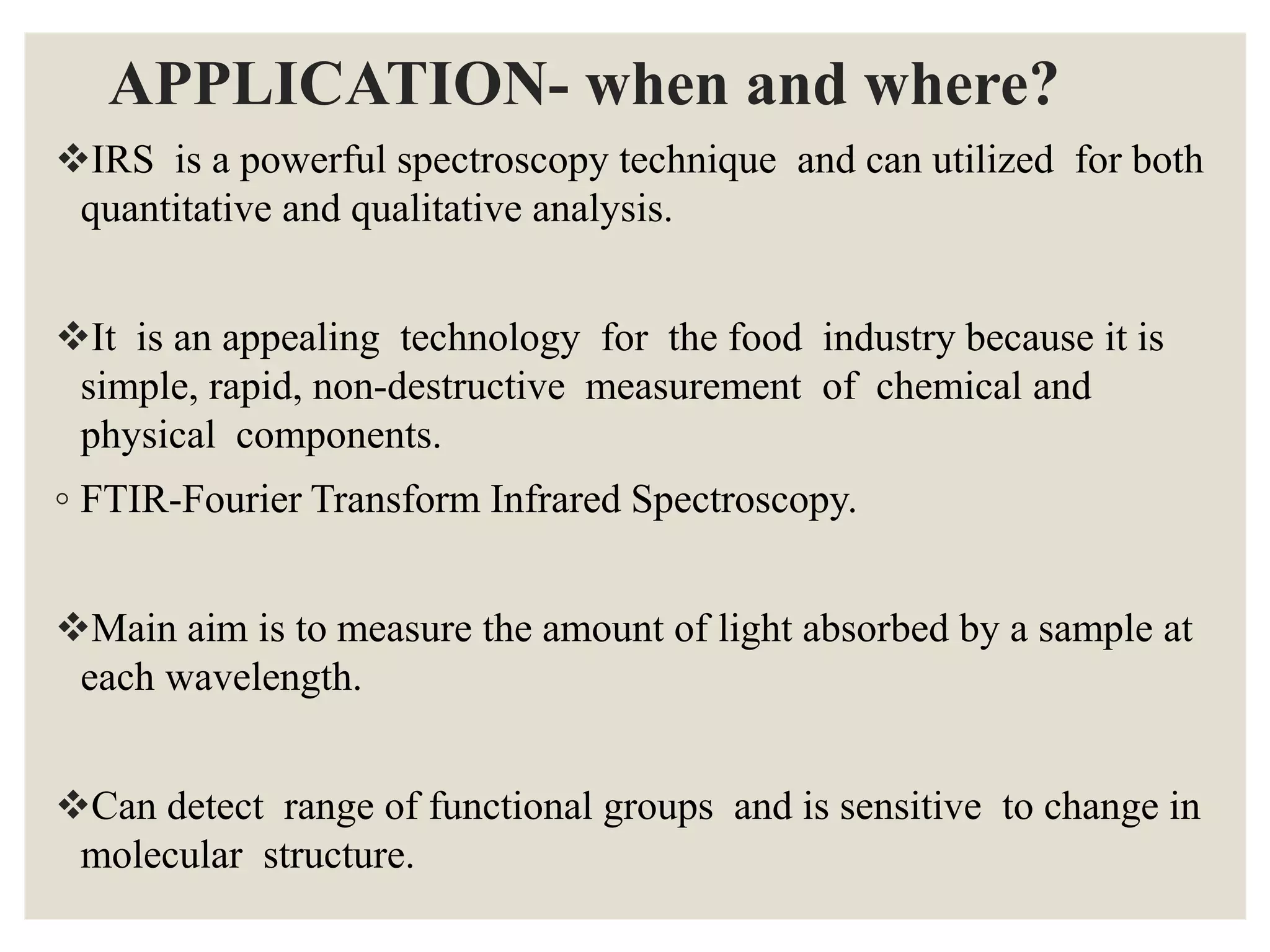 Applications of infrared spectroscopy | PPTX
