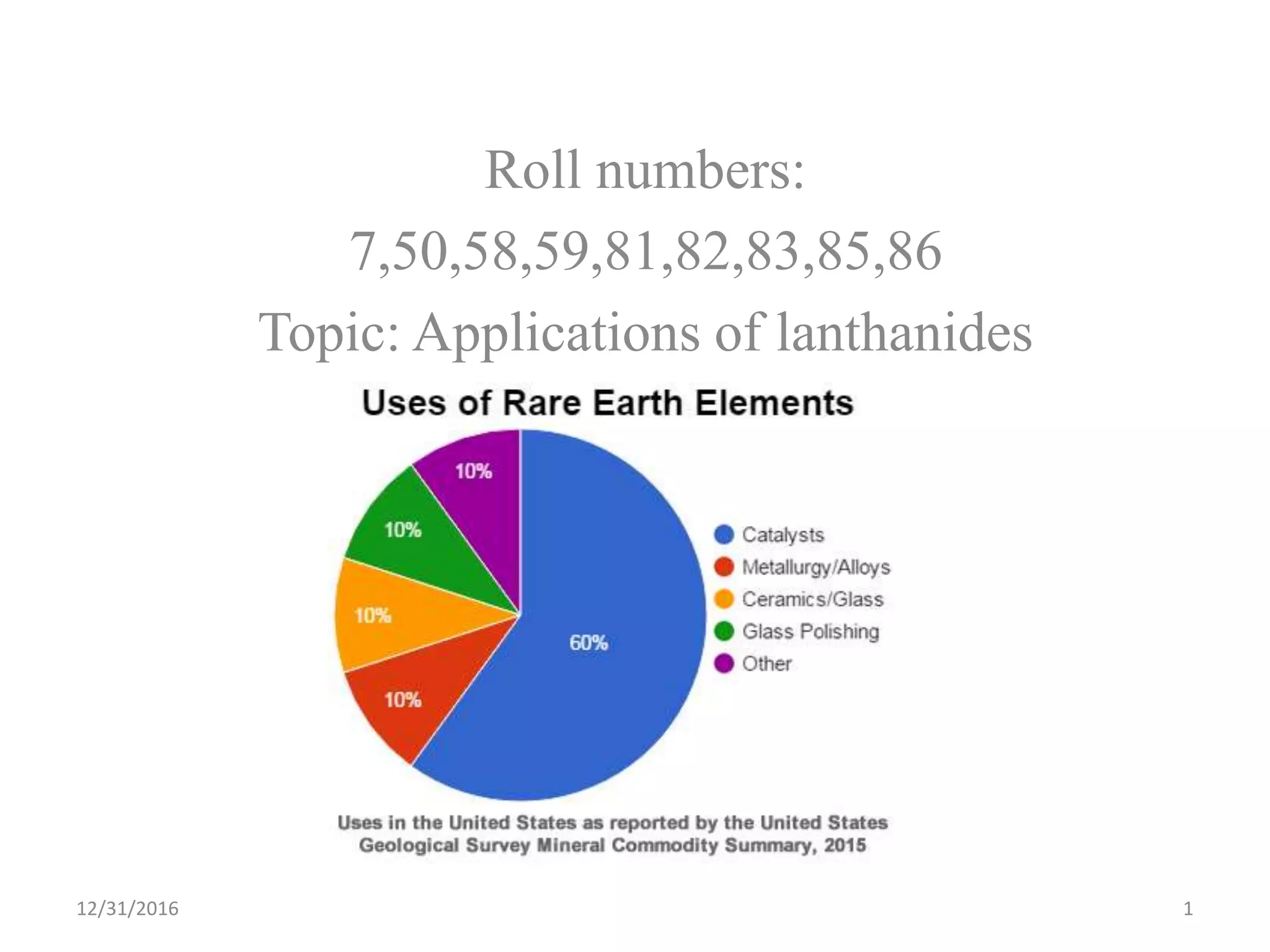 Applications of lanthanides | PPTX