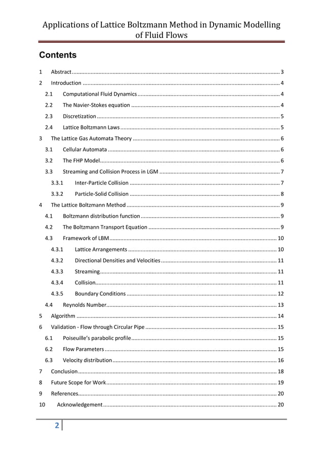Applications Of Lattice Boltzmann Method In Dynamic Modelling Of Fluid
