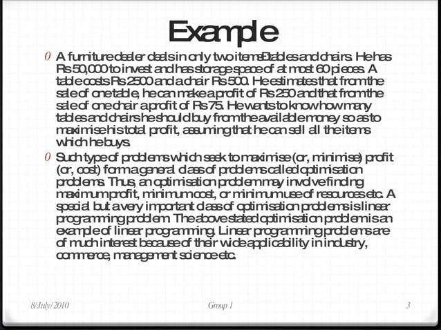 Applications of linear programming | PPS
