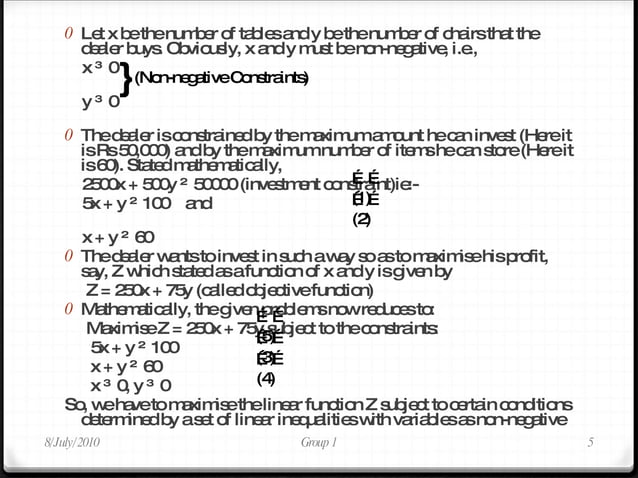 Applications of linear programming | PPS