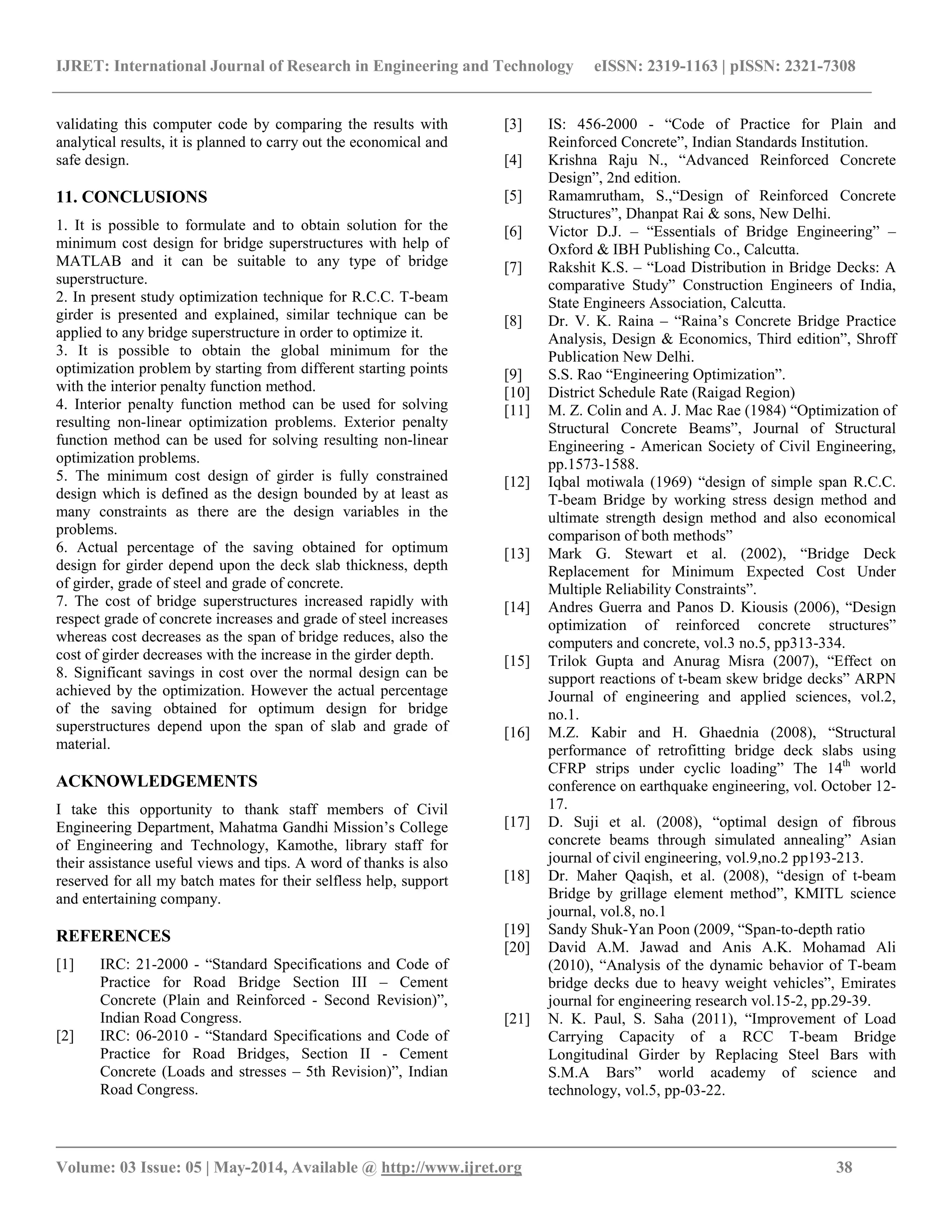Applications of matlab in optimization of bridge | PDF