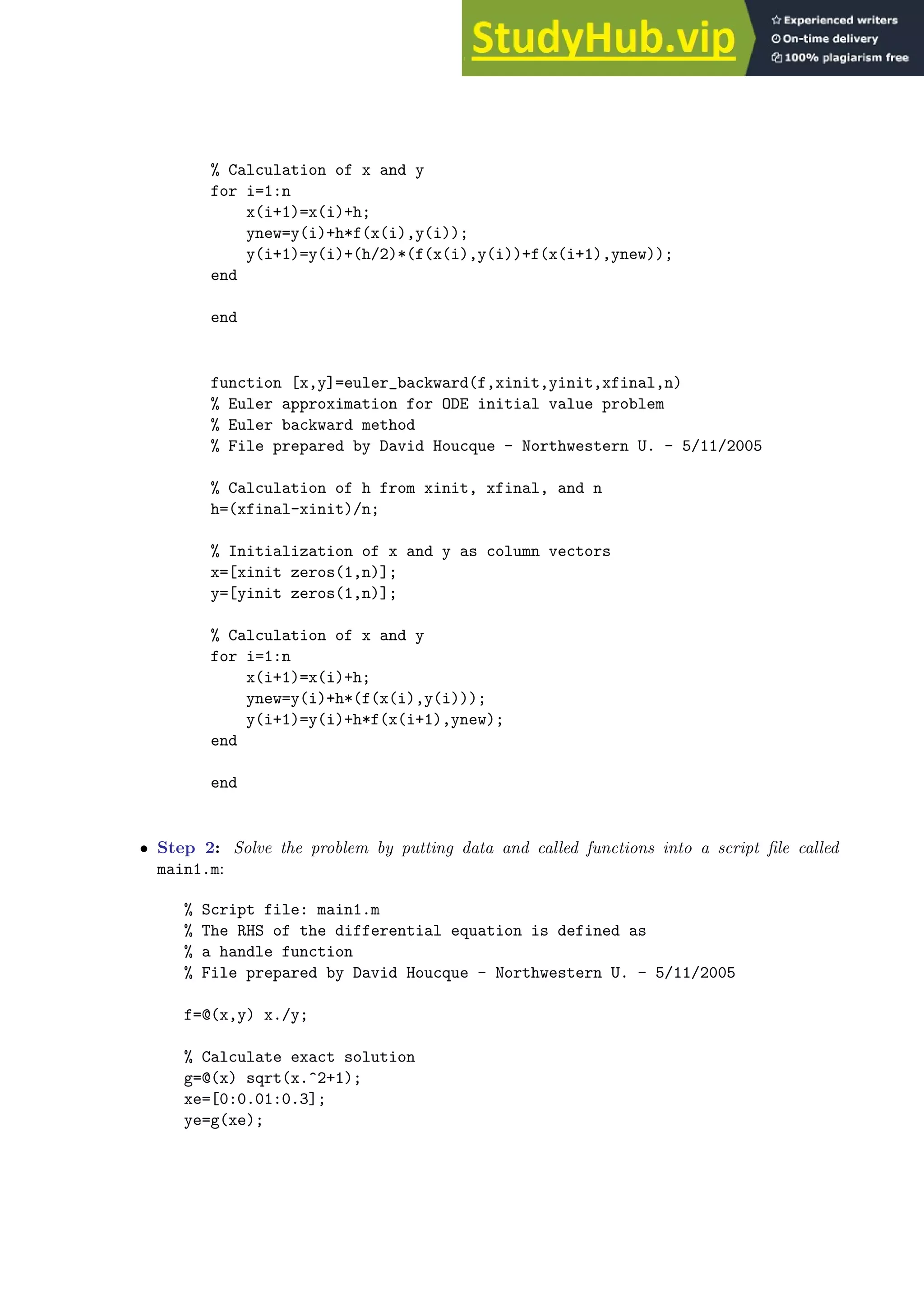 Applications Of Matlab Ordinary Differential Equations Ode Pdf