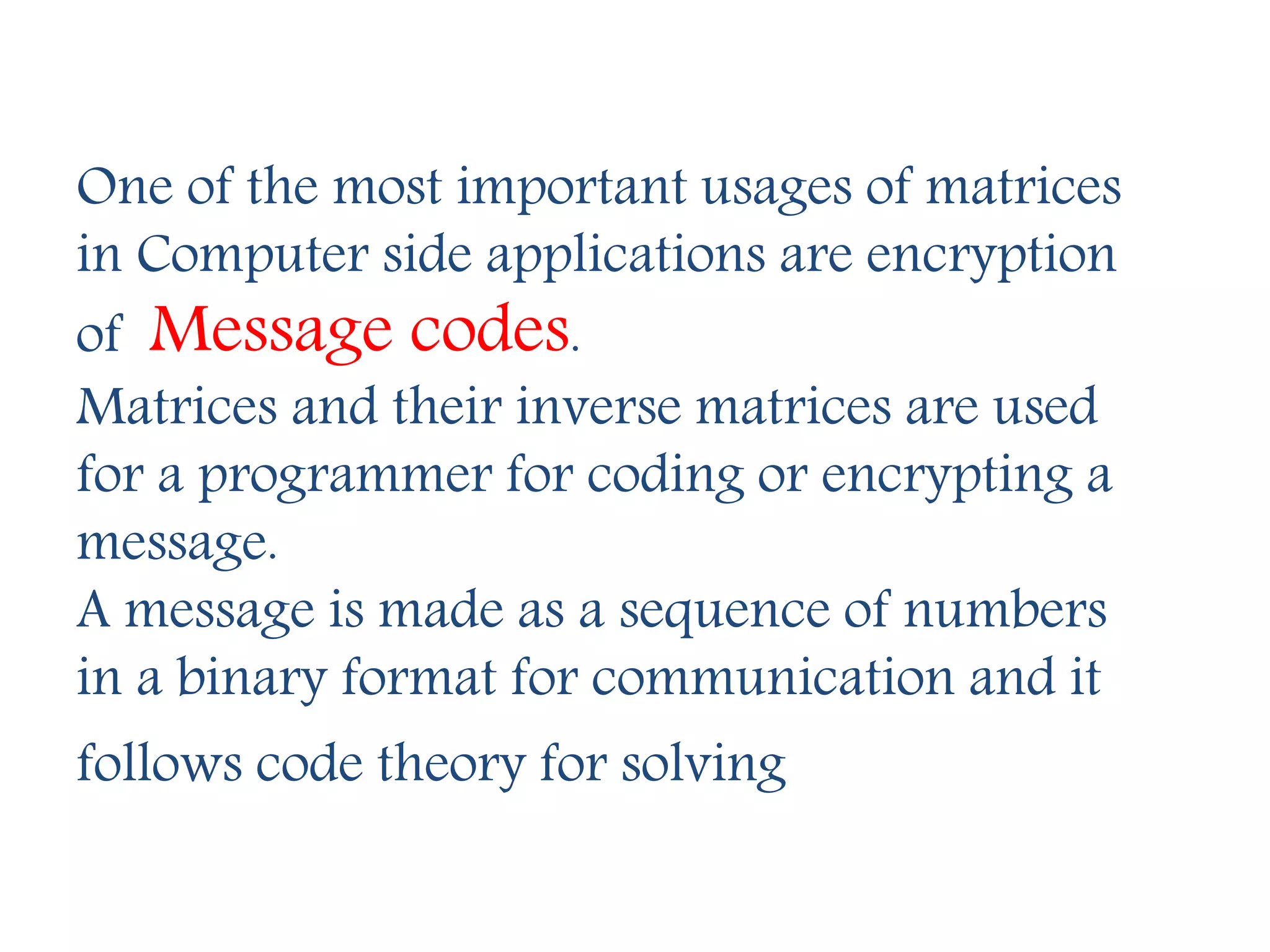 Applications of matrices in real life | PPTX