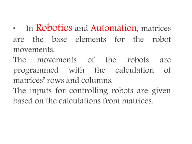 Applications of matrices in real life | PPTX | Physics | Science