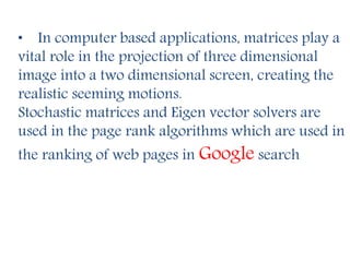 Applications of matrices in real life | PPTX | Physics | Science