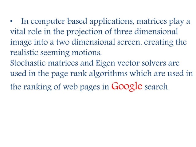Applications of matrices in real life | PPTX | Physics | Science