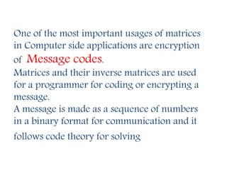 Applications of matrices in real life | PPTX