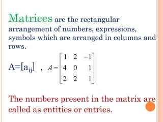 Applications of matrices in Real\Daily life | PPTX