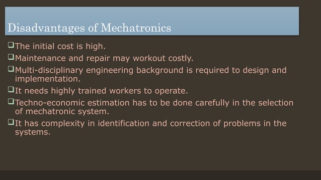Applications of Mechatronics in various fields. | PPTX