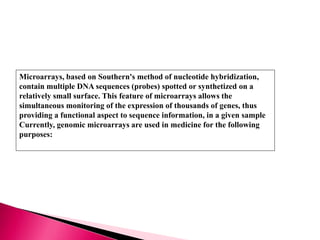 Applications of microarray | PPTX