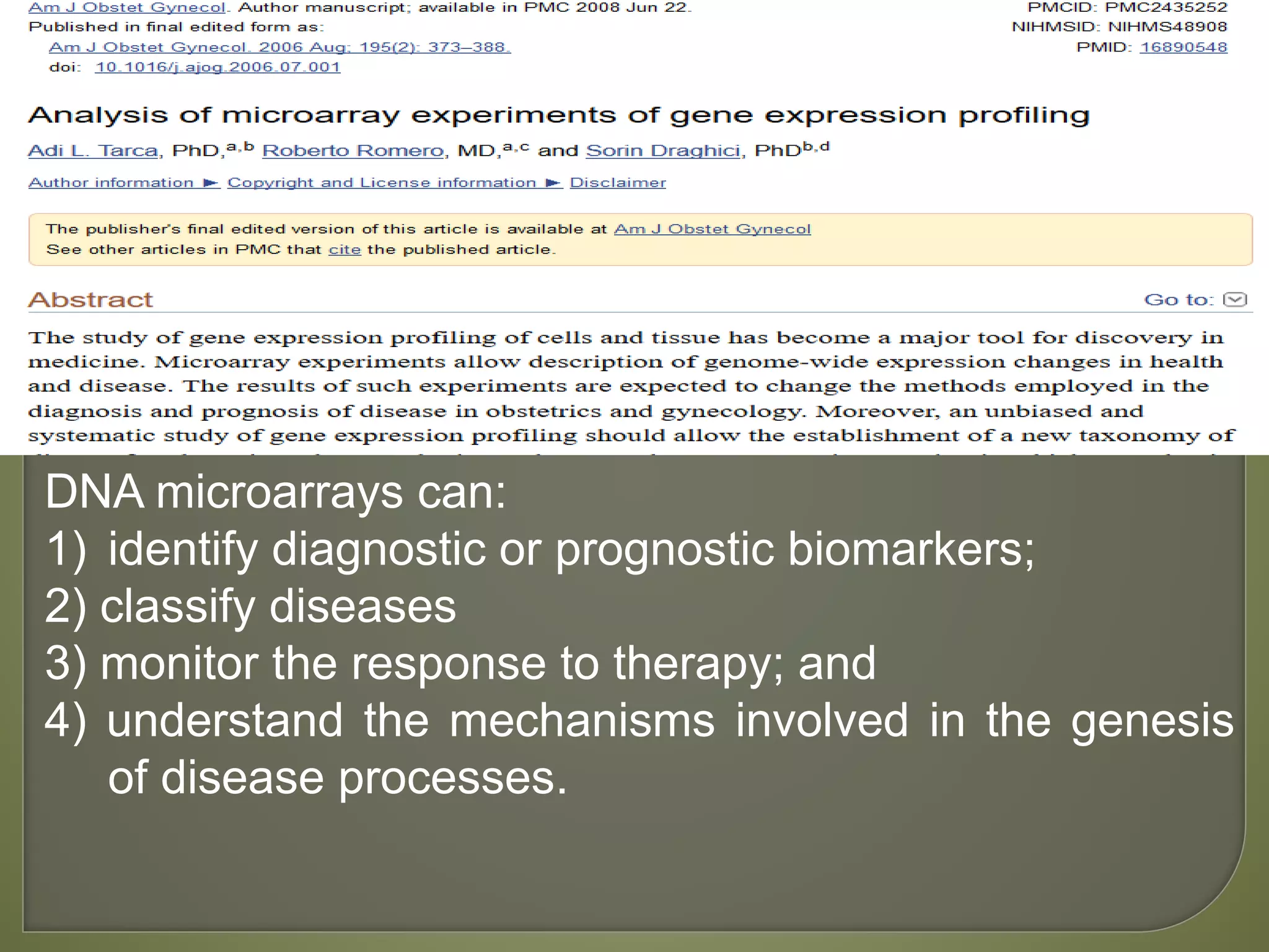 Applications of microarray | PPTX