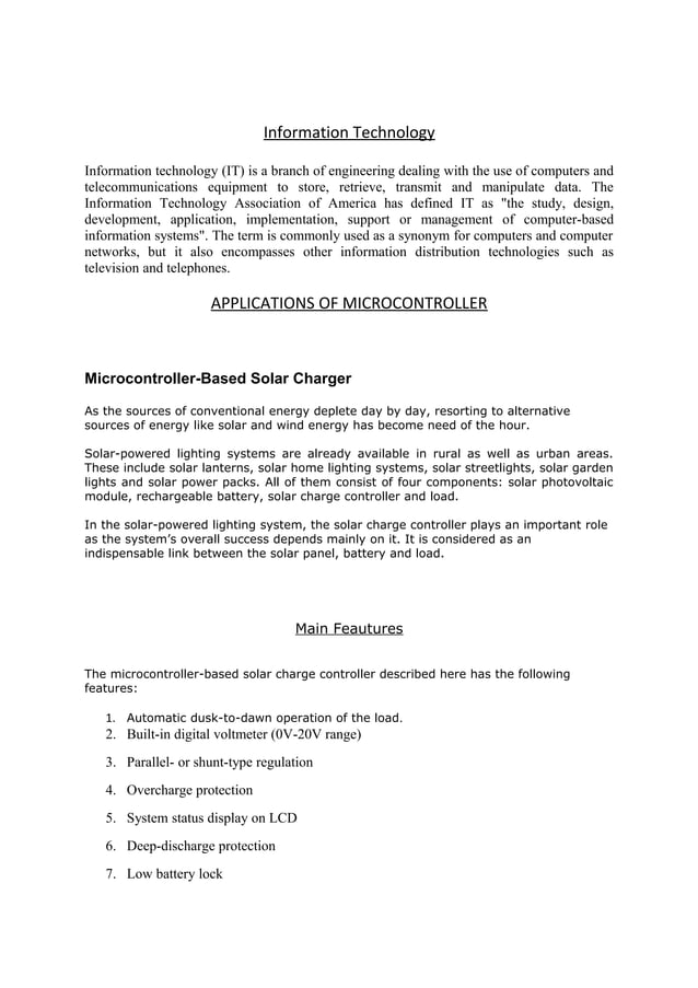 Applications of microcontroller | PDF