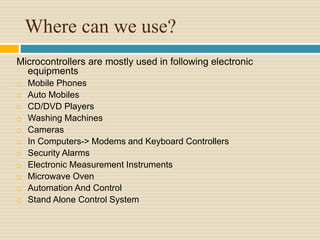 Applications of microcontroller(8051) | PPT