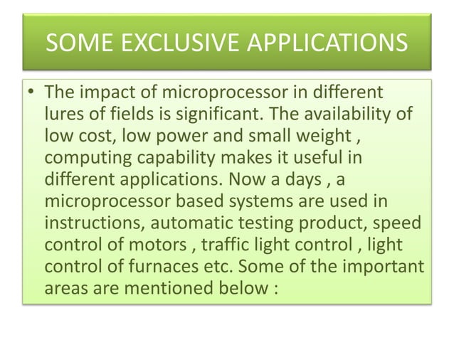 Applications of microprocessor | PPTX | Computing | Technology & Computing
