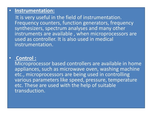 Applications of microprocessor | PPTX | Computing | Technology & Computing