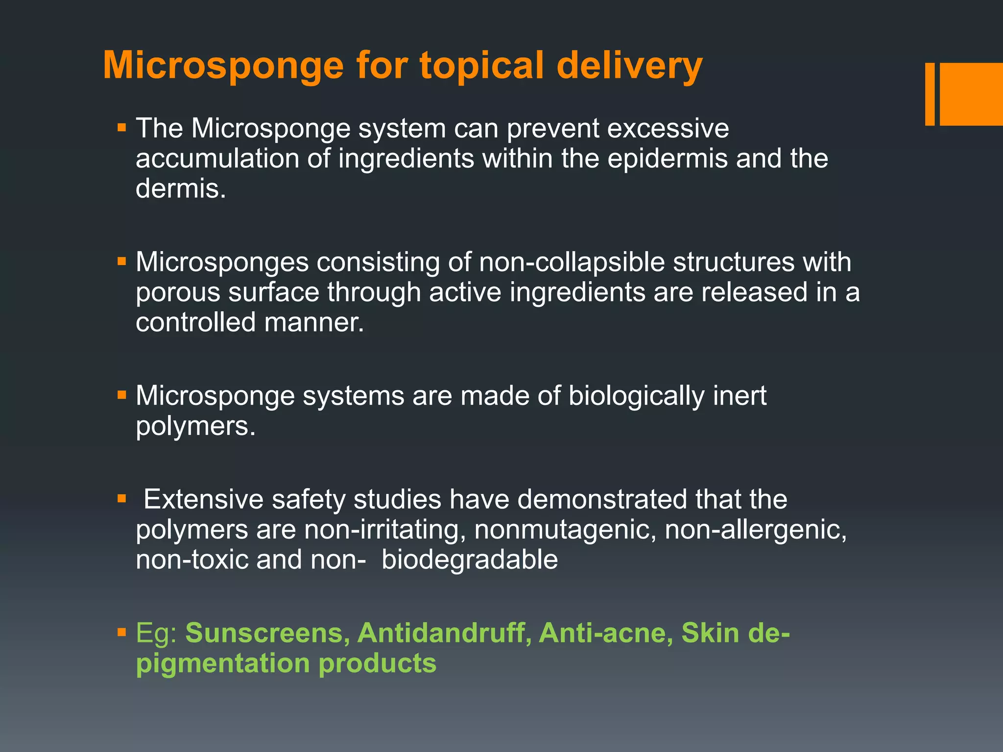 Applications of microsponge1 | PPTX
