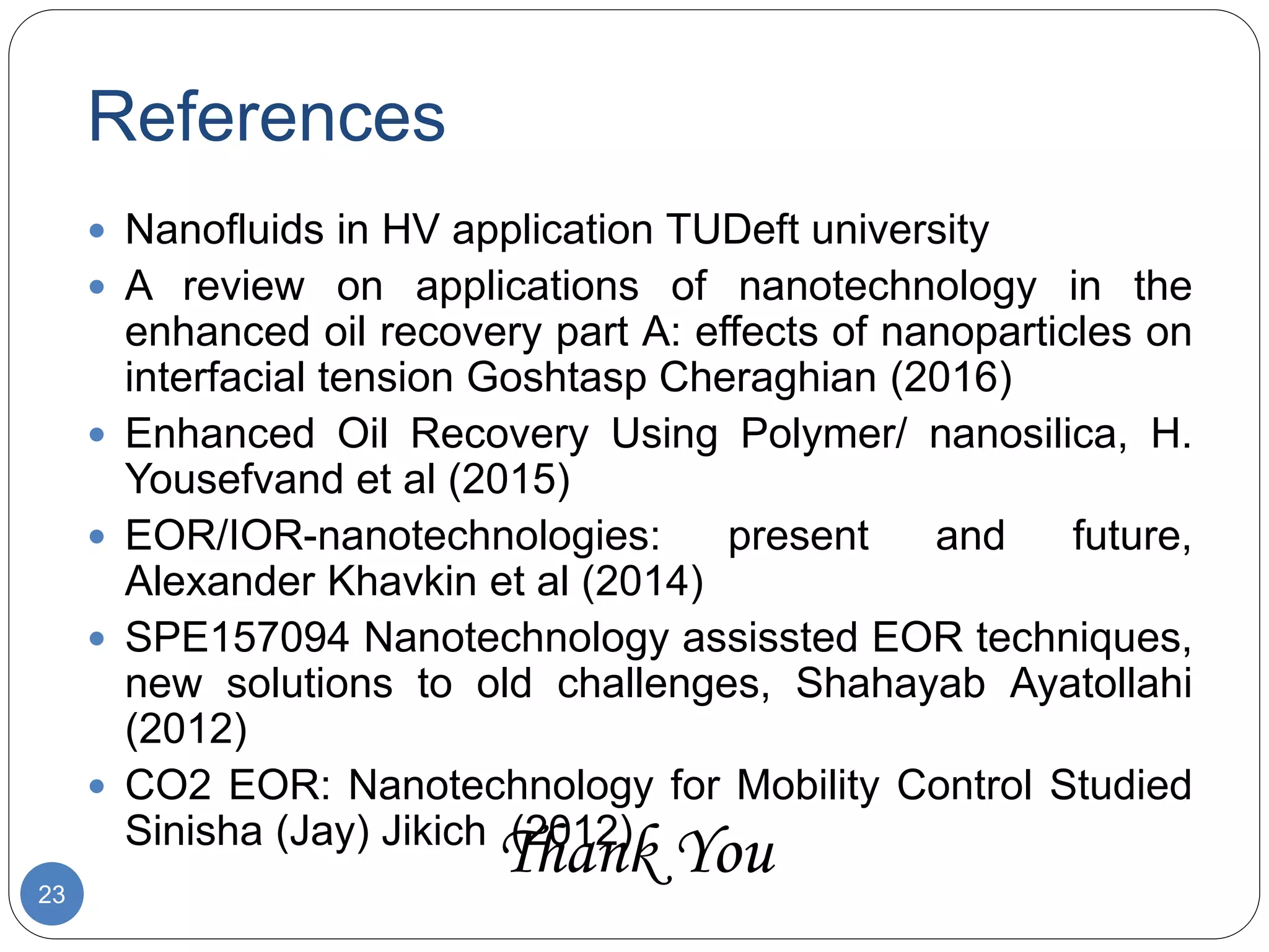 Applications of nanotechnology in eor | PPTX