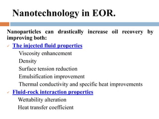 Applications of nanotechnology in enhanced heavy oil recovery | PPTX