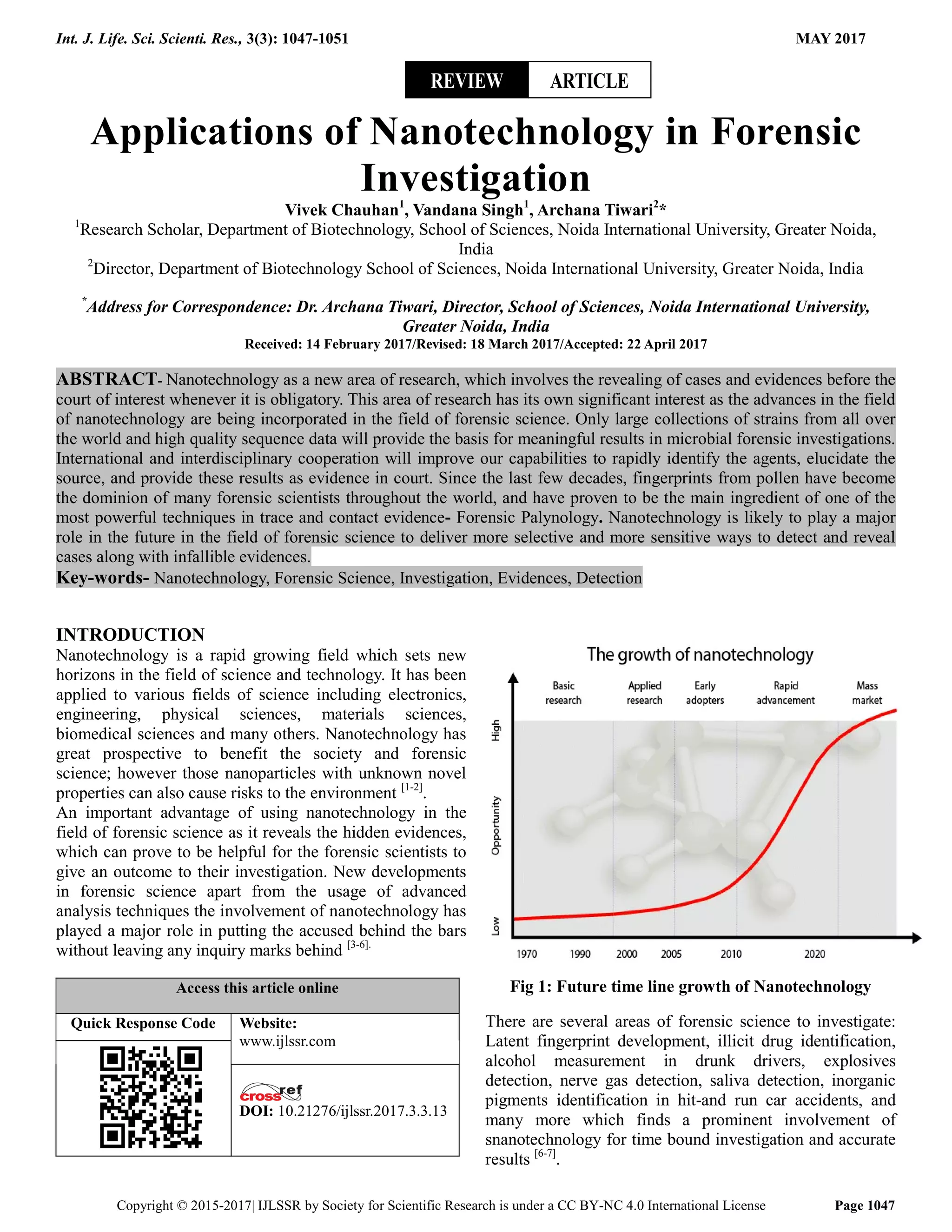 Applications of Nanotechnology in Forensic Investigation | PDF