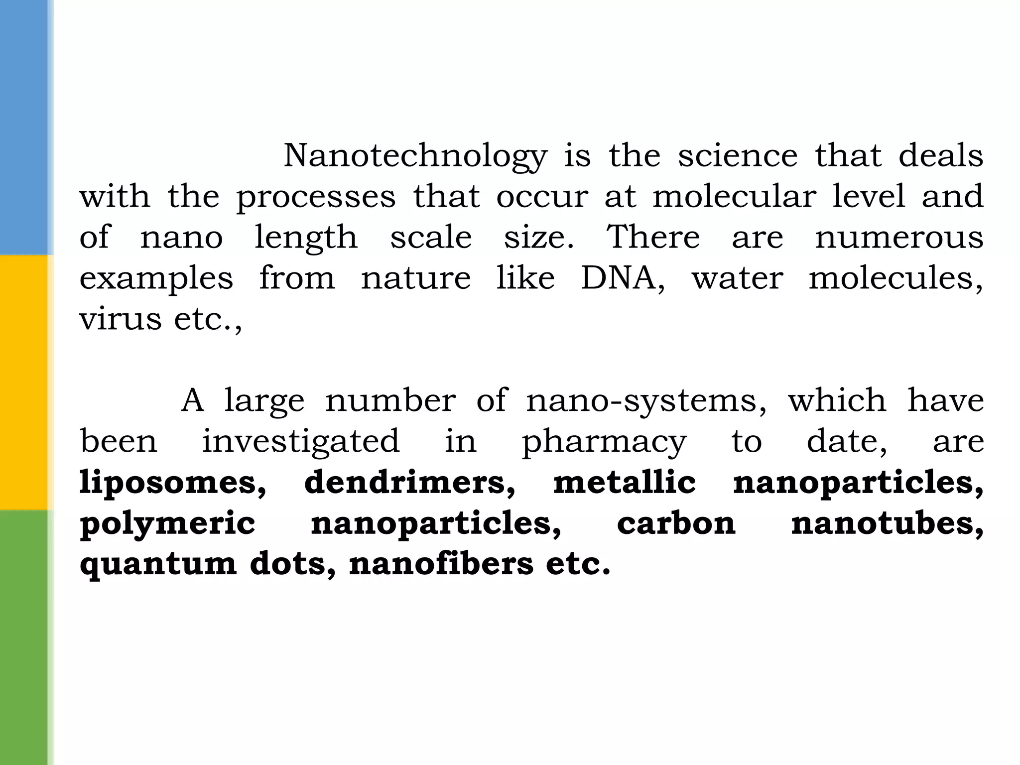 Applications of nano technology in pharmacy | PPTX
