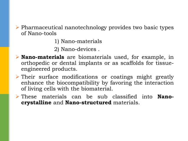 Applications of nano technology in pharmacy | PPTX | Chemistry | Science